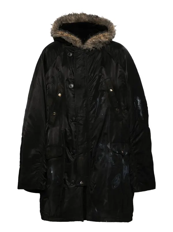 Balenciaga Faux Fur-trim Hooded Parka - Black