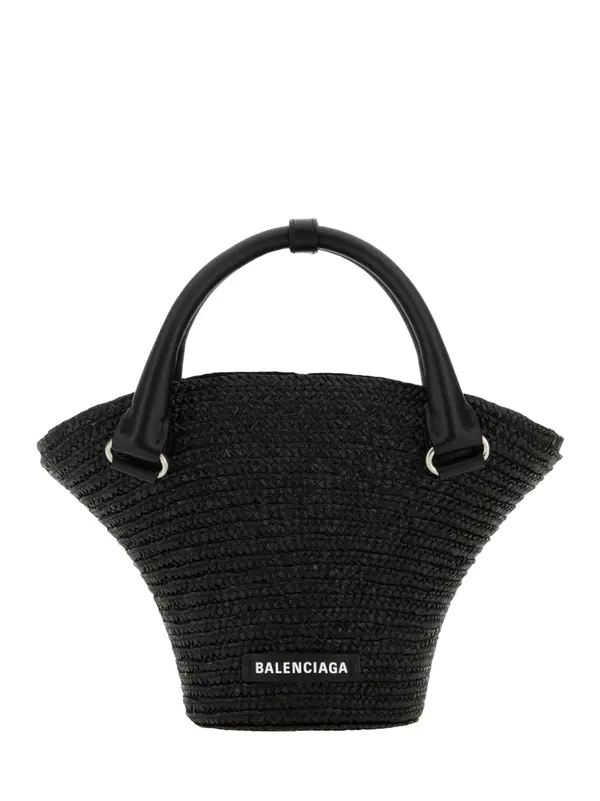 Balenciaga Mini Raffia Tote Bag - Black