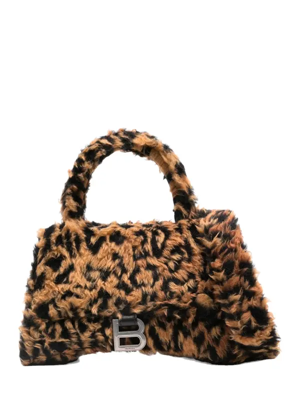 Balenciaga Hourglass Faux-fur Mini Bag - Brown