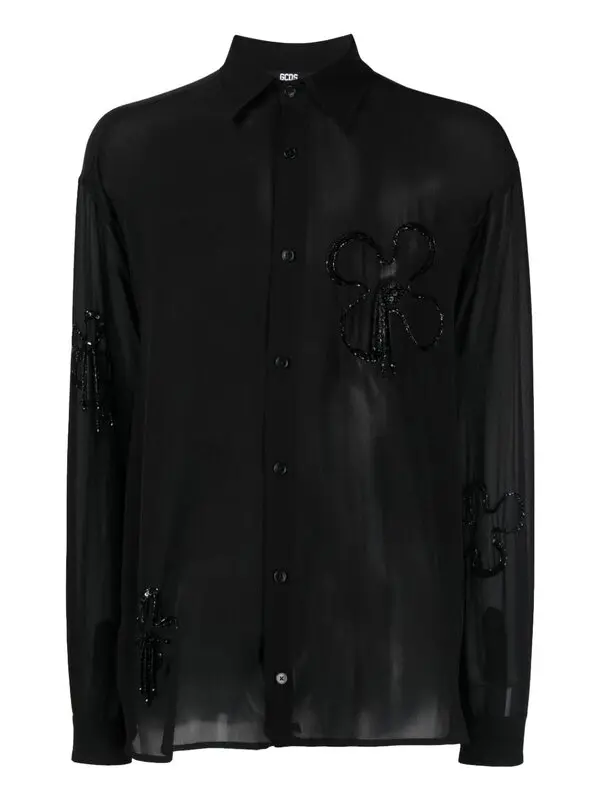 Gcds Bead-embellished Silk Shirt - Black