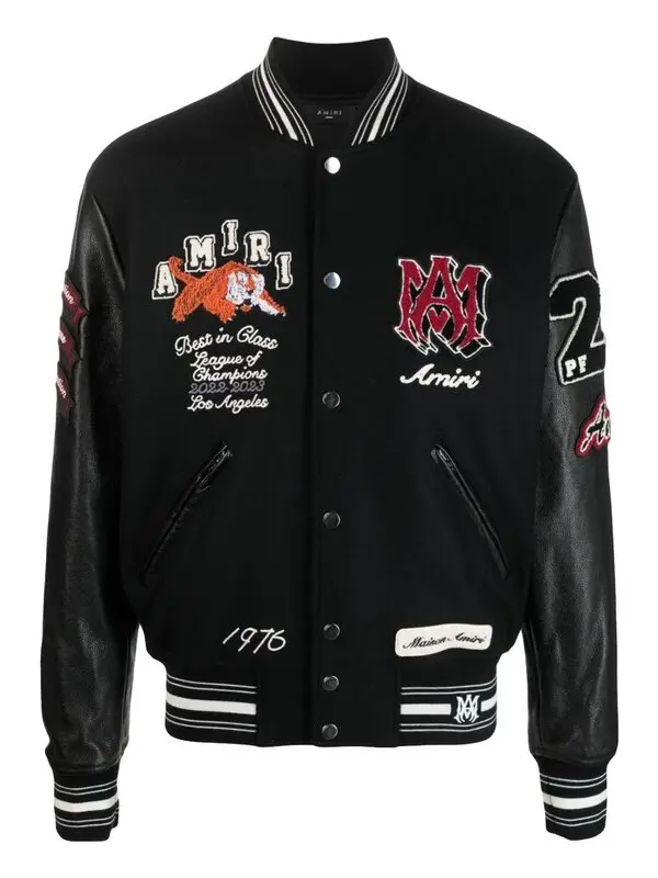 Amiri Varsity Jacket With Appliqué Detailing - Black
