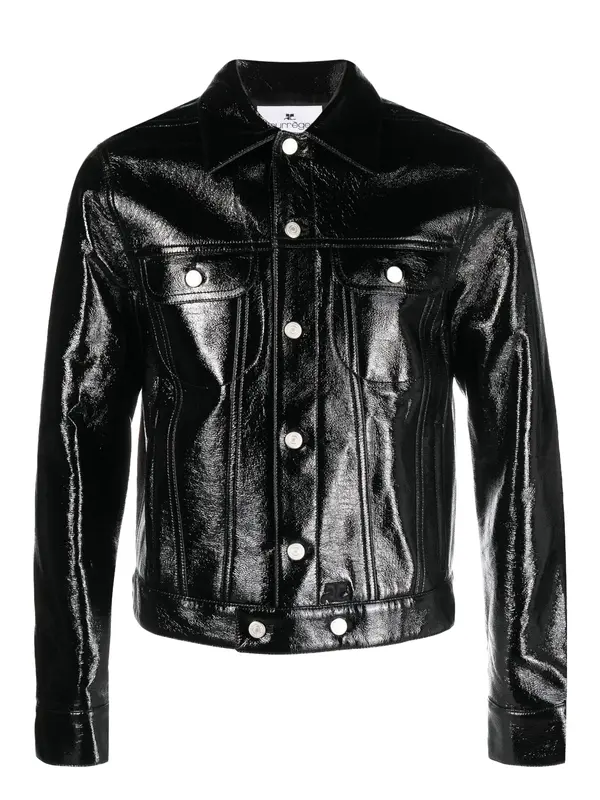 COURREGES High-shine Leather Jacket - Black