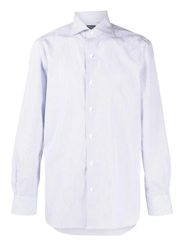 FINAMORE 1925 Striped Spread-collar Cotton Shirt - White