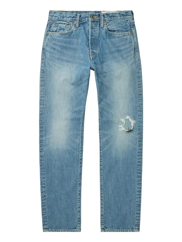 Kapital Monkey Cisco Slim-fit Distressed Jeans - Blue
