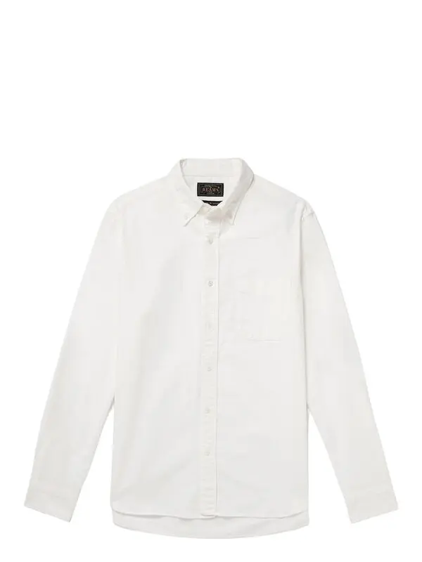 BEAMS Button-down Collar Cotton Oxford Shirt - Neutrals