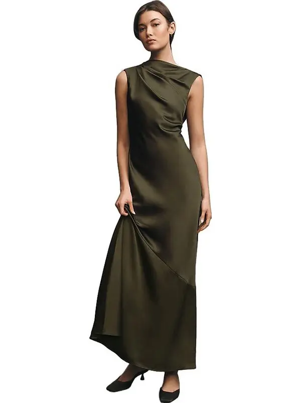 Significant Other Lana Cowl-neck Tie-back Maxi Dress - Olive