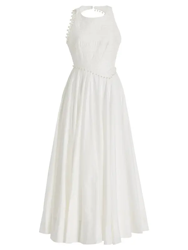 Aje Florence Pearl-trimmed Midi Dress - Ivory