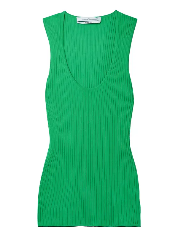 Another Tomorrow Ribbed-knit Tank - Green