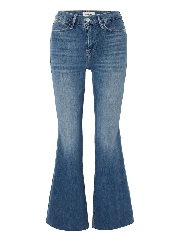 FRAME Le Easy Flare Frayed Jeans - Blue