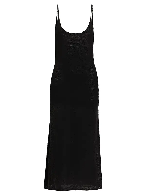Onia Open-back Crochet-knit Linen Midi Dress - Black