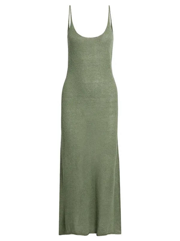 Onia Open-back Crochet-knit Linen Midi Dress - Leaf Green