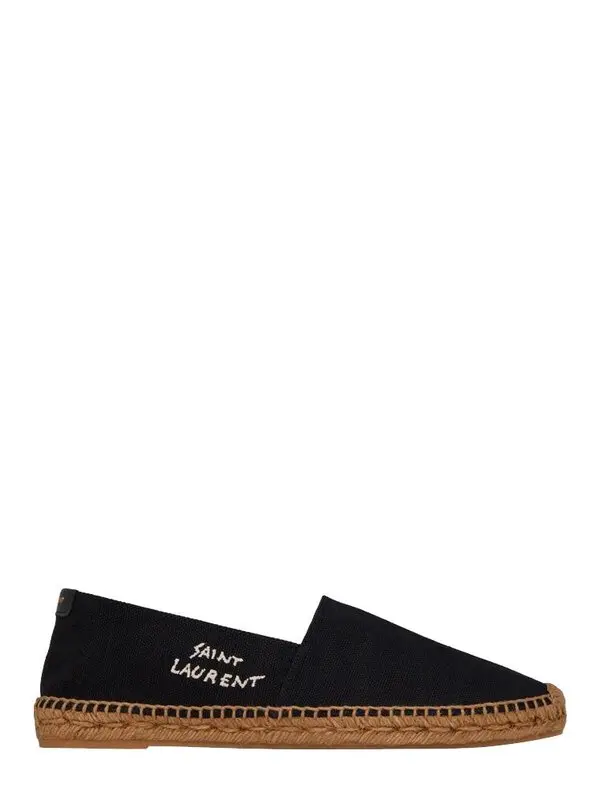 Saint Laurent Embroidered Canvas Espadrilles - Black
