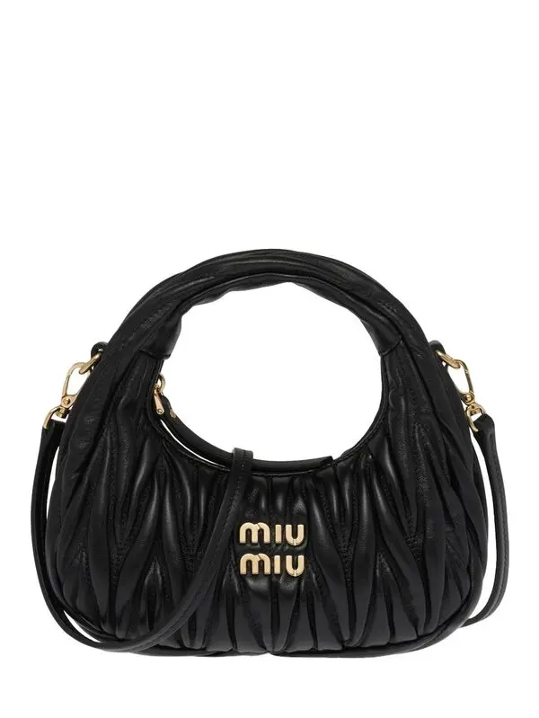 Miu Miu Mini Wander Matelassé Shoulder Bag - Black