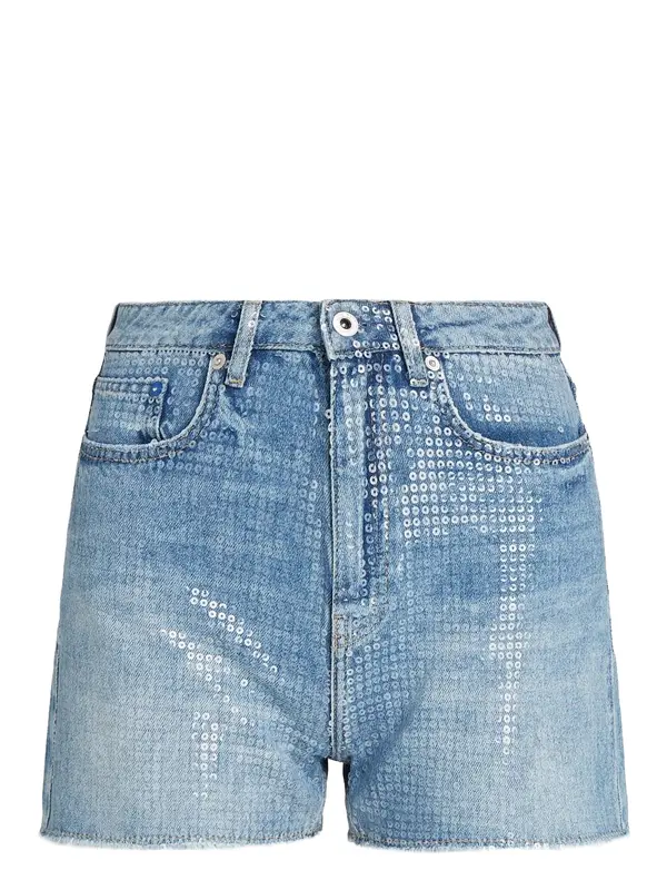 Karl Lagerfeld Sequin-embellished Denim Shorts - Blue