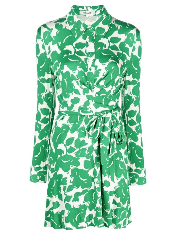 Diane Von Furstenberg Didi Floral-print Shirtdress - Green