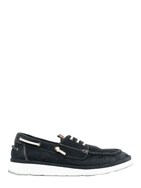Moma Leather Boat Shoes - Blue