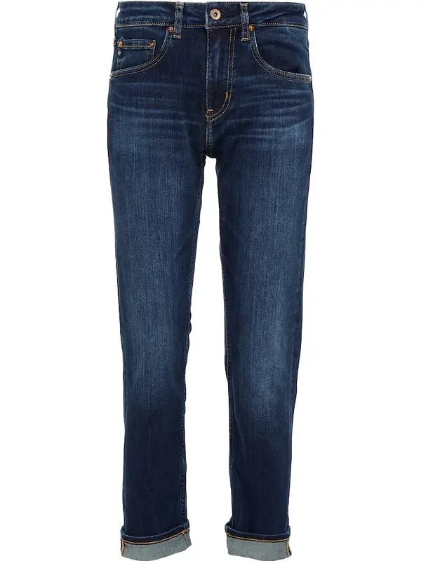 Ag Girlfriend Mid-rise Slim Jeans - Blue