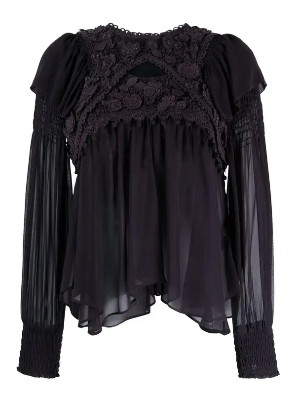 Isabel Marant Rokia Lace-detail Blouse - Black