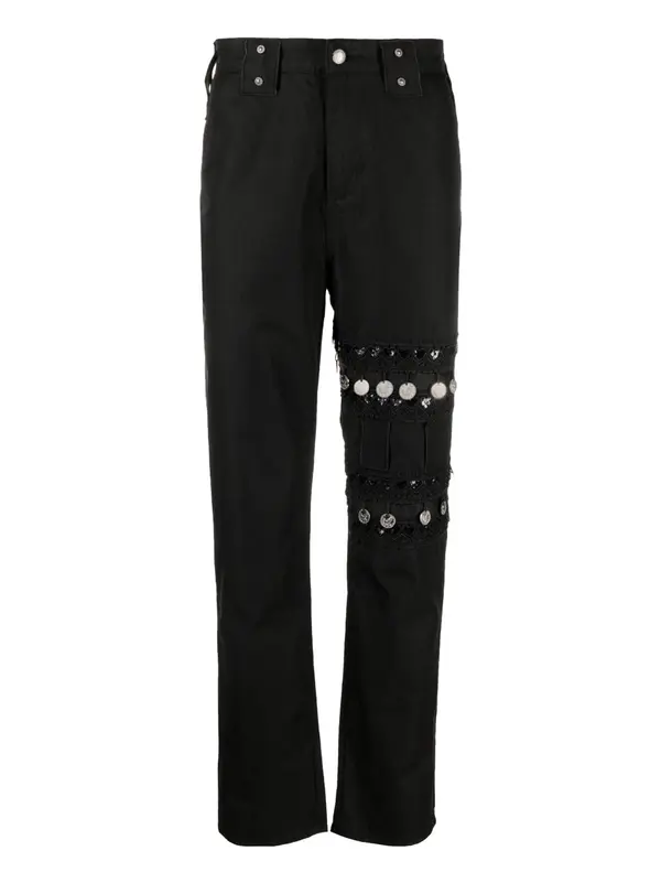 YOUTHS IN BALACLAVA Coin-detail Straight-leg Jeans - Black