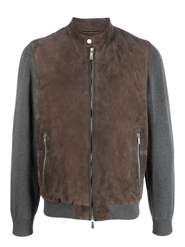 MOORER Mendini-urp Suede Bomber Jacket - Brown