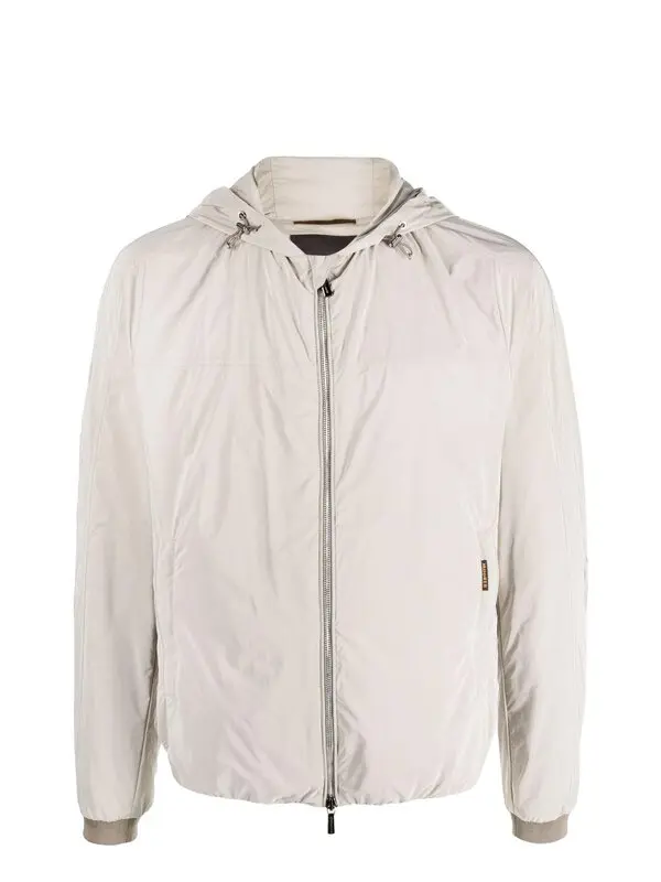 MOORER Logo-tag Zip-up Jacket - Neutrals