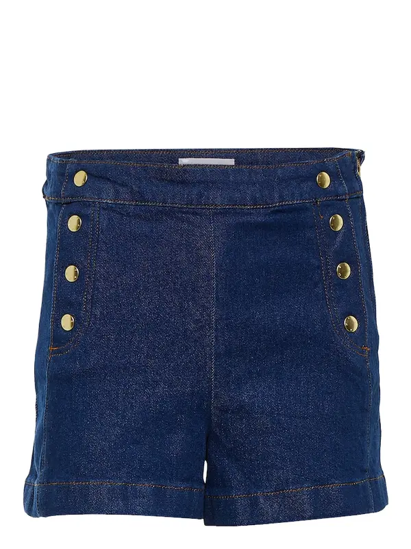 FRAME Sailor High-rise Denim Shorts - Blue