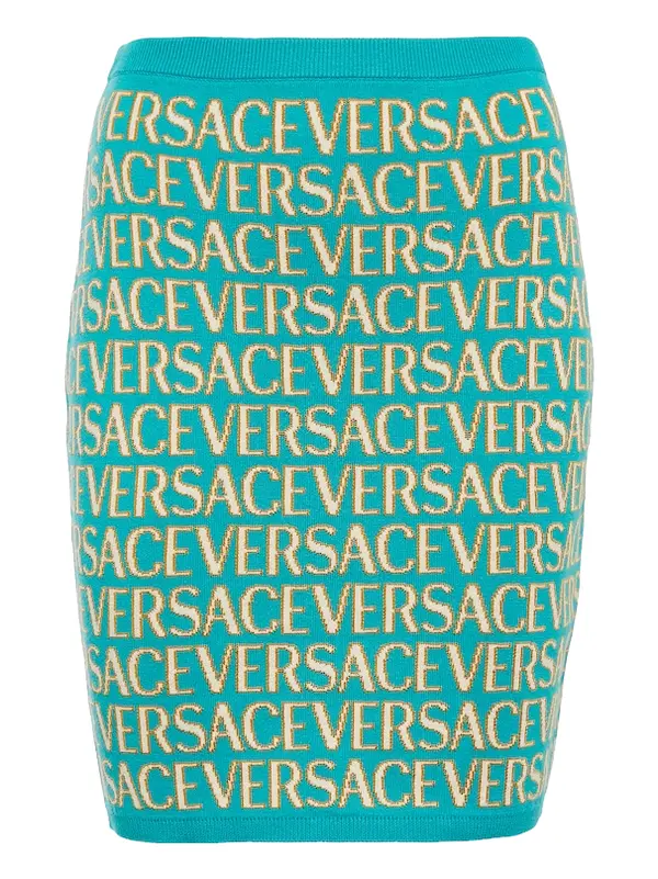 Versace Allover Cotton-blend Miniskirt - Multicoloured