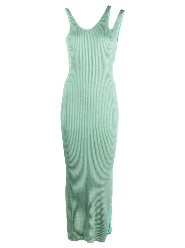Simkhai Ivette Metallic-rib Midi Dress - Green