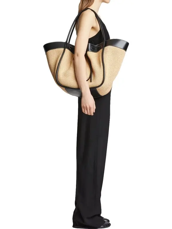 Proenza Schouler Xl Raffia Ruched Tote - Neutrals