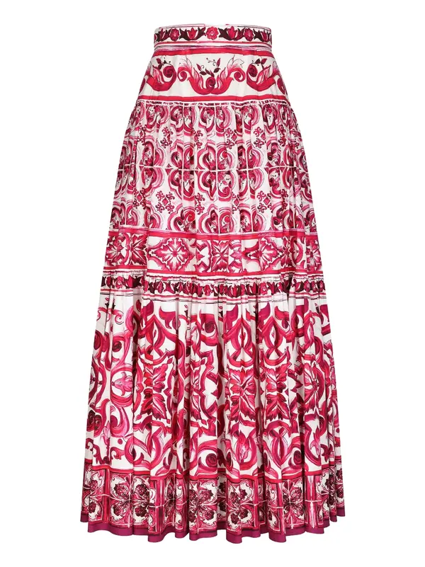Dolce & Gabbana Majolica-print Maxi Skirt - Red