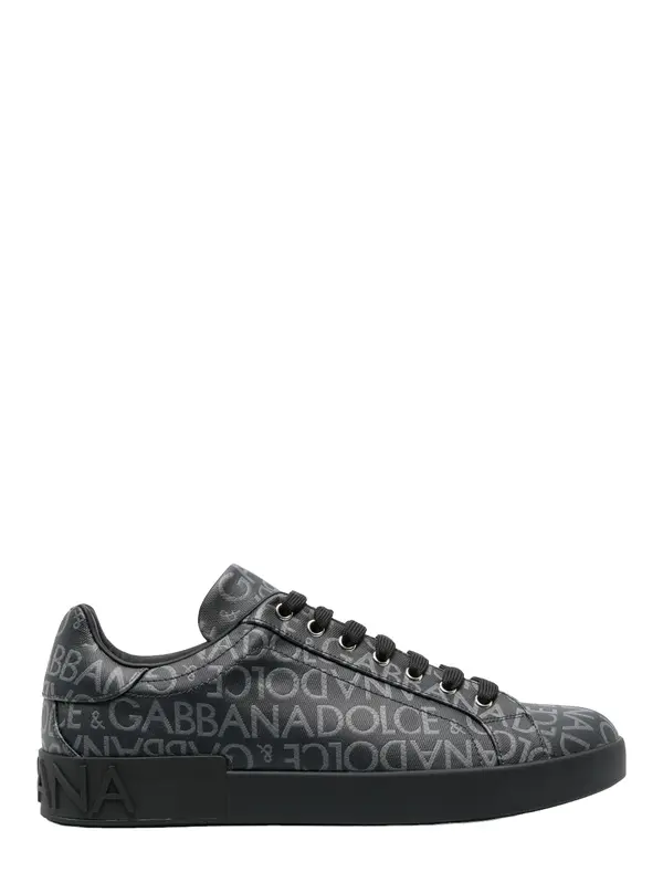 Dolce & Gabbana Portofino Coated Jacquard Sneakers - Black