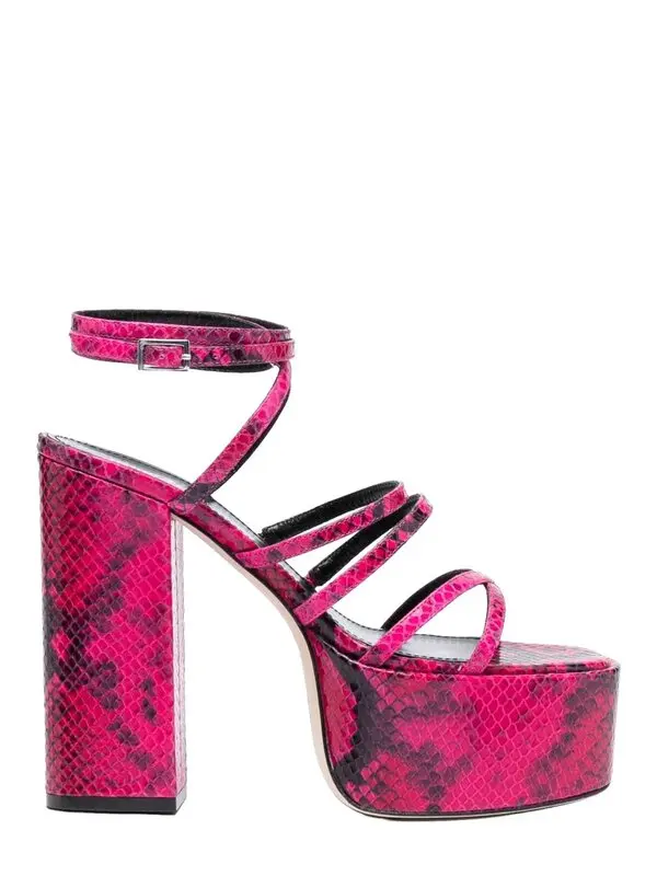 Paris Texas Evita Snakeskin-effect 130mm Sandals - Pink
