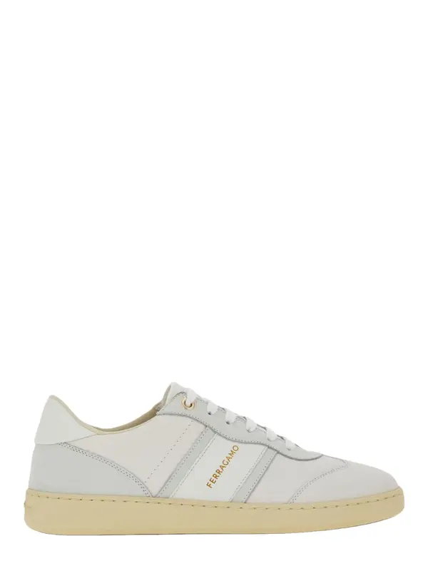 FERRAGAMO Logo-print Leather Sneakers - Neutrals