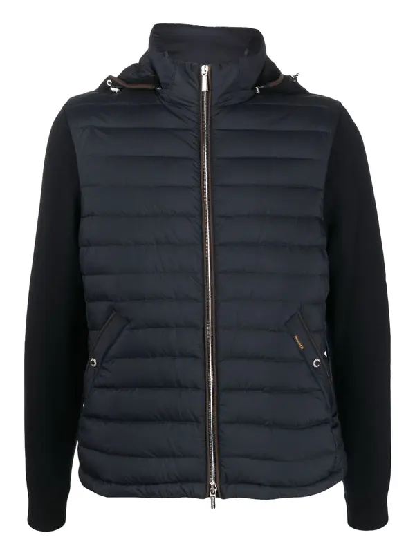 MOORER Zip-up Padded Hooded Jacket - Blue
