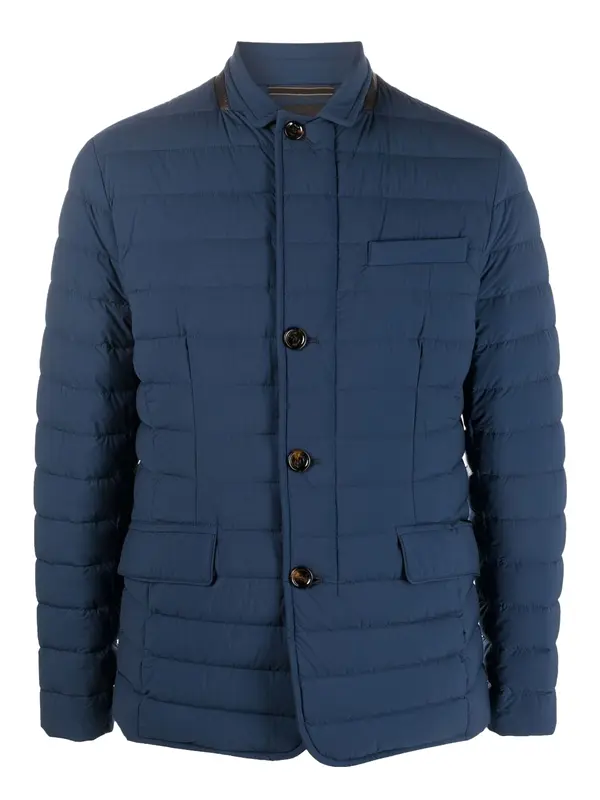 MOORER Quilted Buttoned-up Jacket - Blue