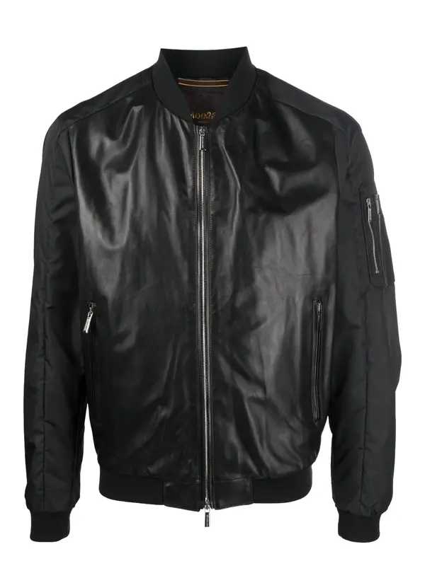 MOORER Edison-pek Leather Bomber Jacket - Black