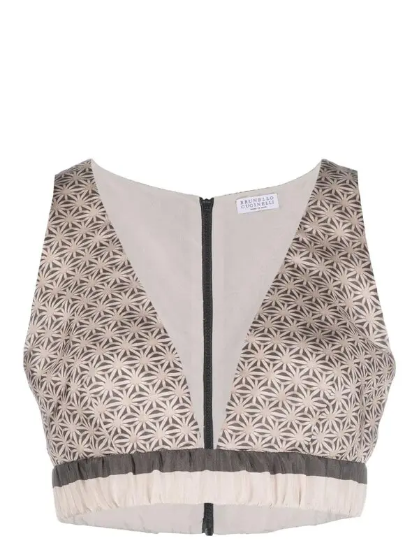 Brunello Cucinelli V-neck Cropped Top - Neutrals