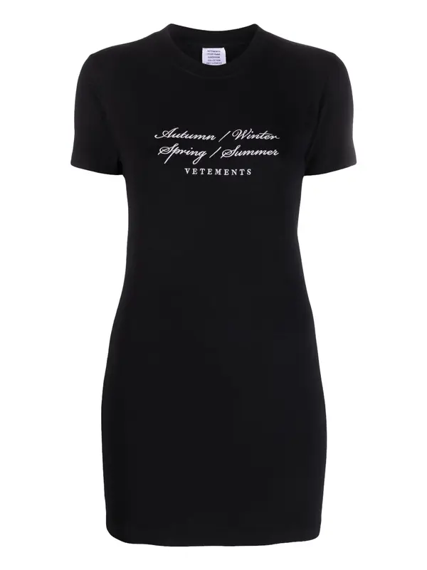 Vetements Graphic-print T-shirt Minidress - Black