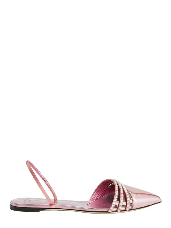 GIUSEPPE ZANOTTI Claralie Rhinestone-embellished Flat Pumps - Pink