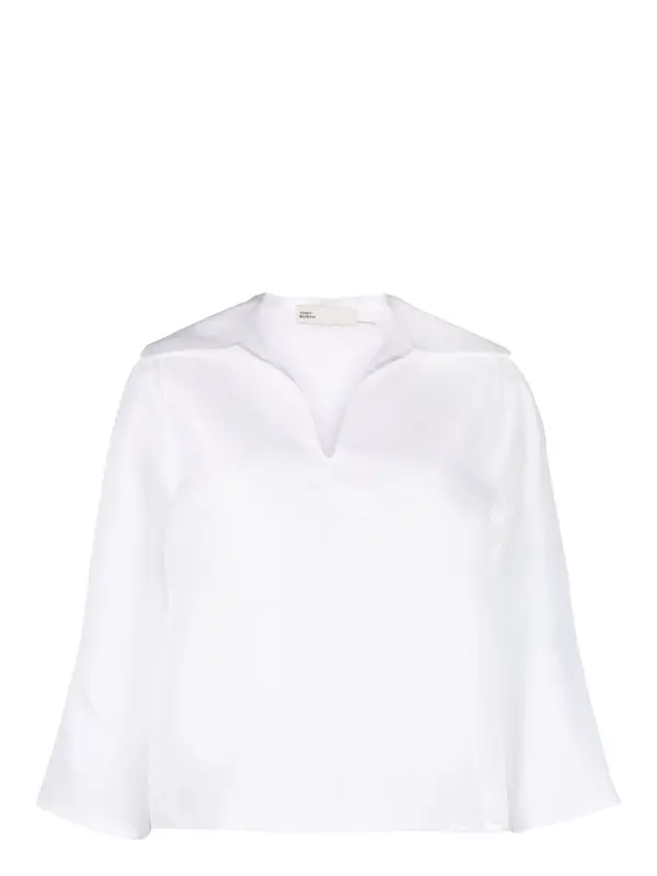 Tory Burch Spread-collar Silk Shirt - White