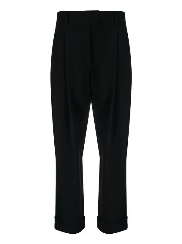 Brunello Cucinelli Tapered High-waisted Trousers - Black