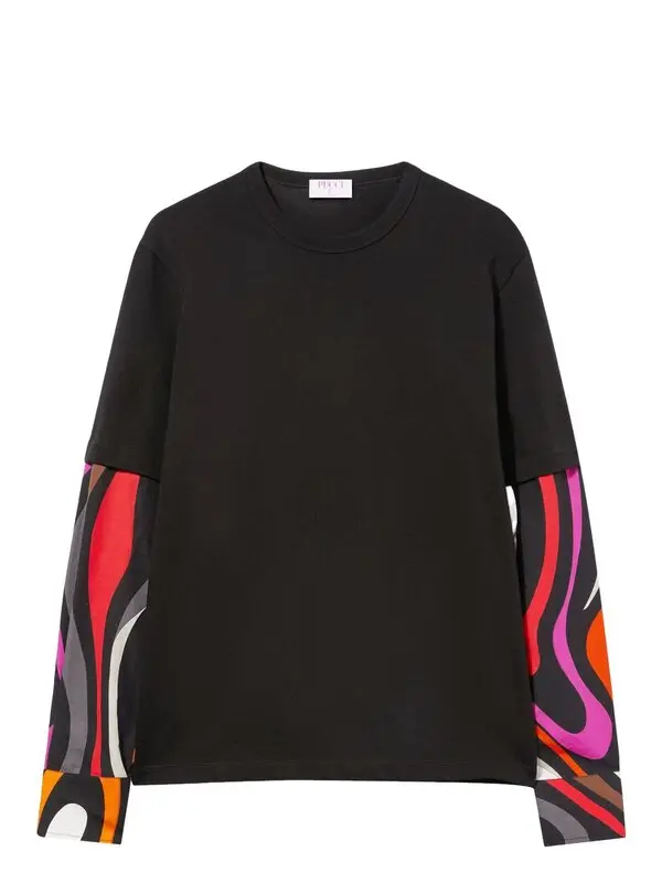 Emilio Pucci Pesci-print Layered Cotton T-shirt - Black