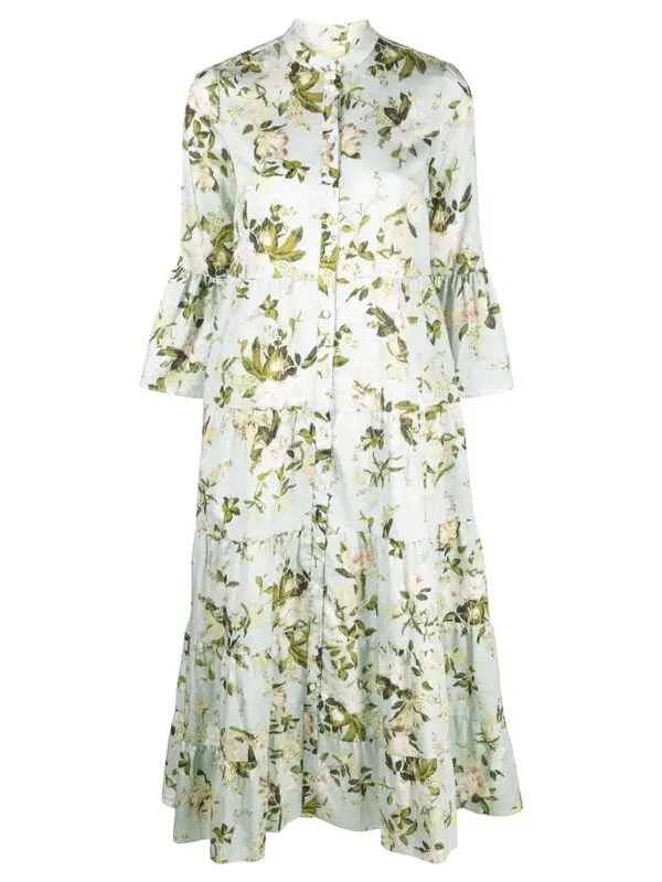 Erdem Floral-print Poplin Midi Dress - Green