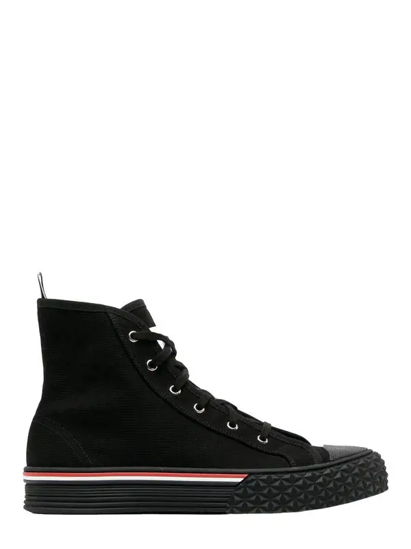 Thom Browne Rwb Stripe High-top Sneakers - Black