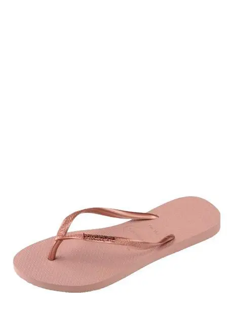 Havaianas Slim Logo Flip Flop - Crocus Rose/gd Blush