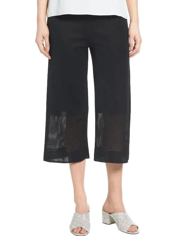 Ming Wang Mesh Inset Cropped Pants - Black