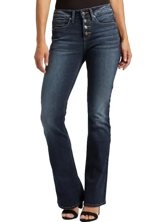 SILVER JEANS CO. Suki Exposed Button Bootcut Jeans - Indigo