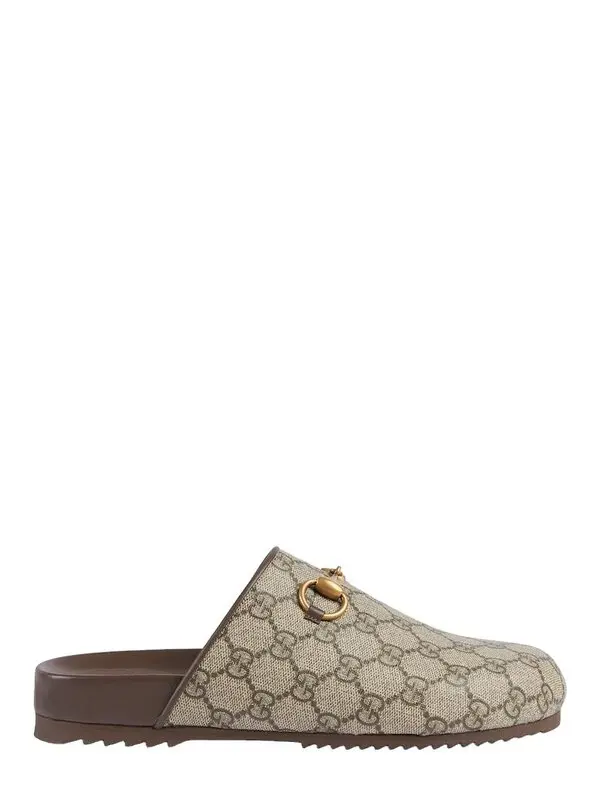 Gucci Horsebit Gg Supreme Mule - Beige