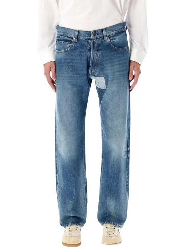 MAISON MARGIELA Straight Fit Jeans With Patch - Vintage Medium Blue
