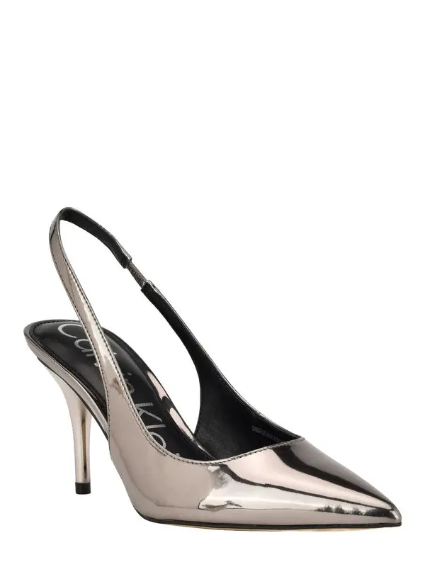 Calvin Klein Cinola Slingback Pointed Toe Pump - Pewter